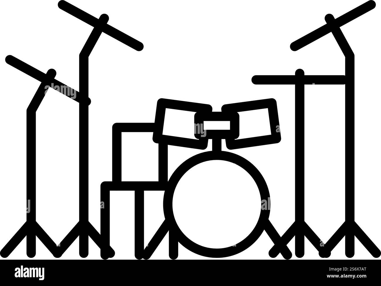 Drum Set Icon. Bold outline design with editable stroke width. Vector ...