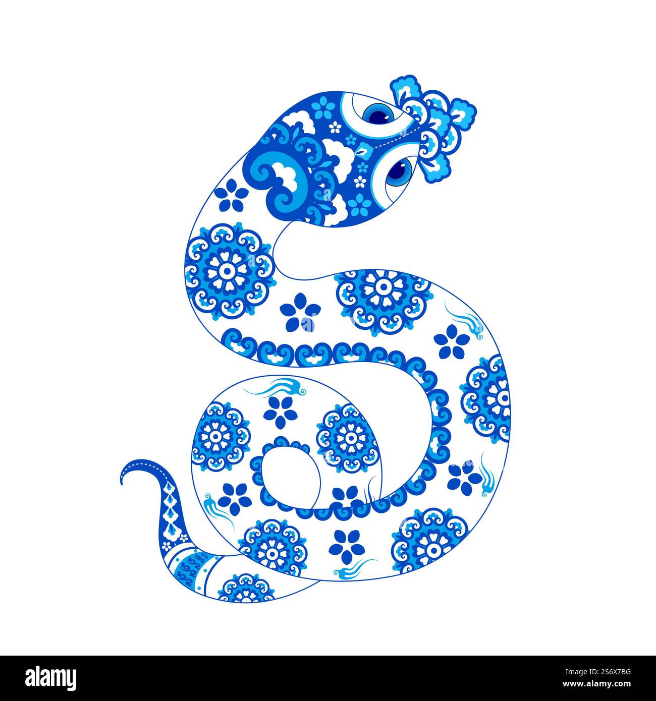 Traditional Chinese zodiac snake, blue and white color Stock Photo - Alamy