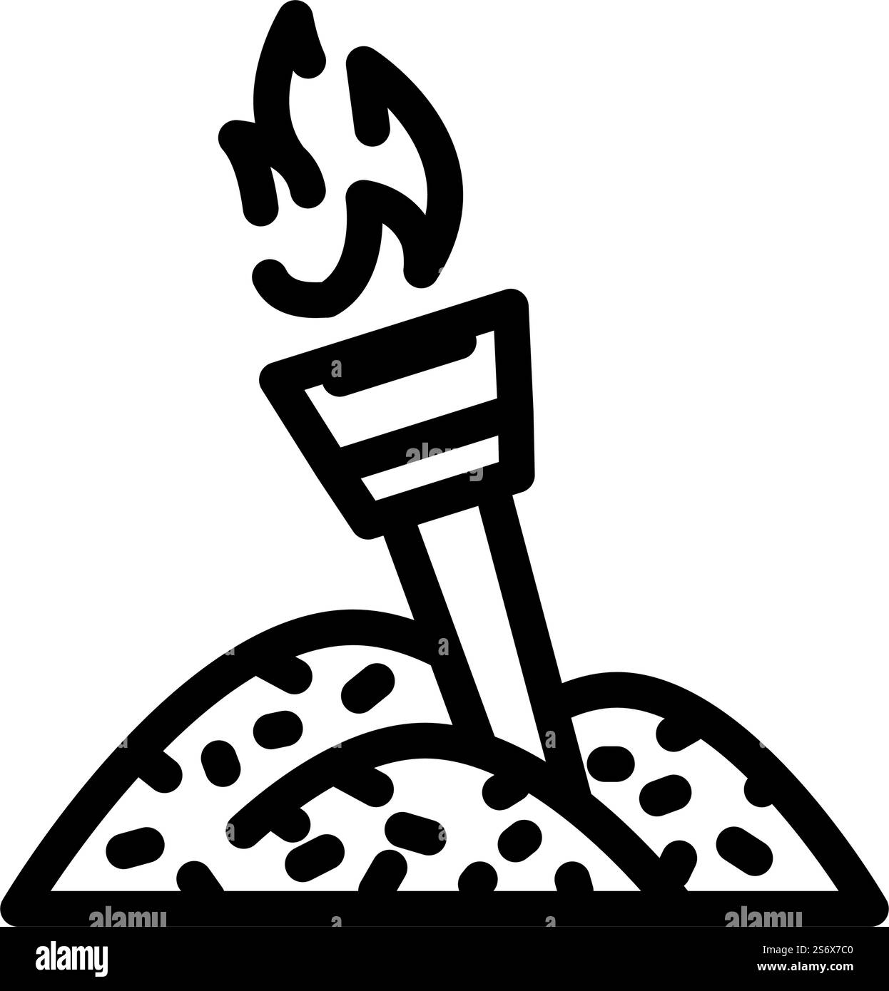 torch in gold pile line icon vector. torch in gold pile sign. isolated ...