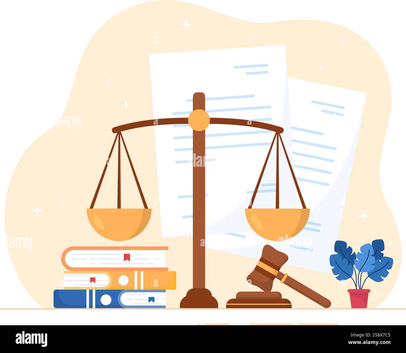 Court there is Justice, Decision and Law with Laws, Scales, Buildings ...