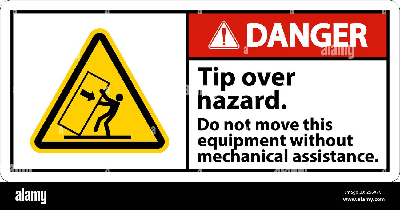 Danger Tip Over Hazard Do Not Move Label On White Background Stock ...