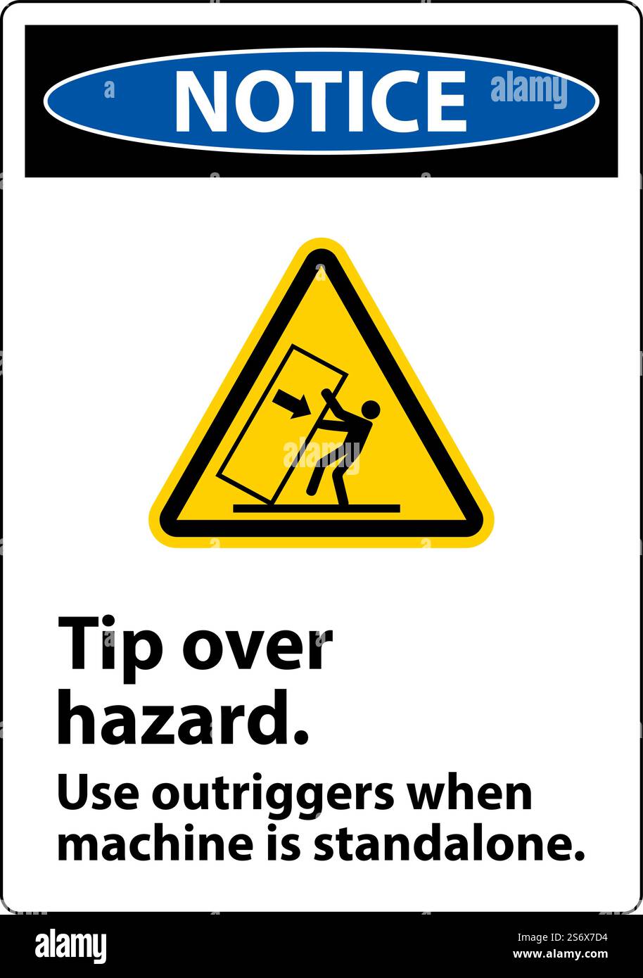 Notice Tip Over Hazard Use Outriggers Label On White Background Stock ...