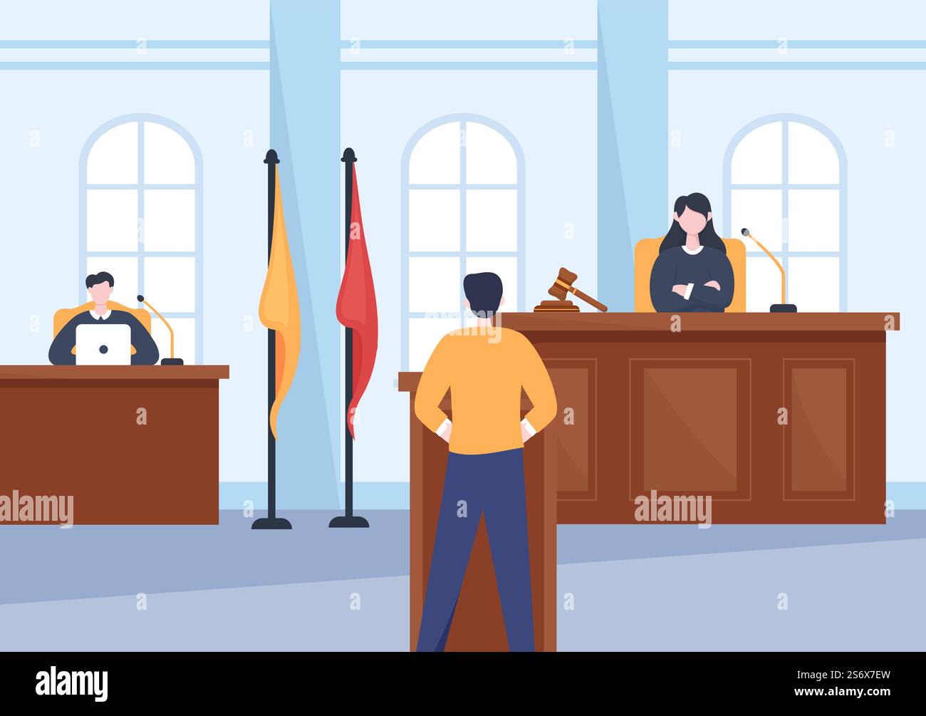 Court Room with Lawyer, Jury Trial, Witness or Judges and the Wooden ...