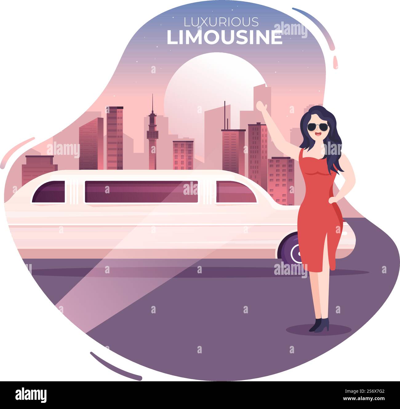 VIP Limousine Car of Red Carpet for Celebrity Superstar Walk with Night ...