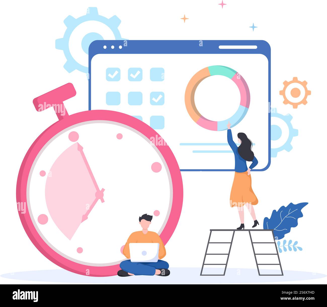 Business Workflow Organization and Management Design Illustration with ...