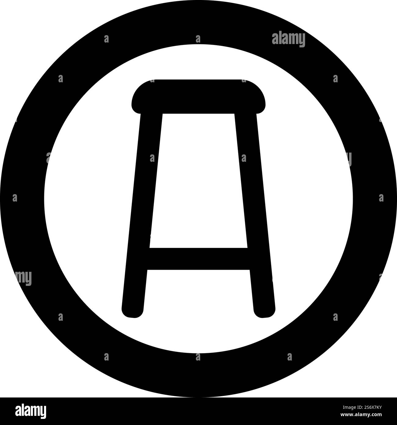 Stool icon in circle round black color vector illustration image solid ...