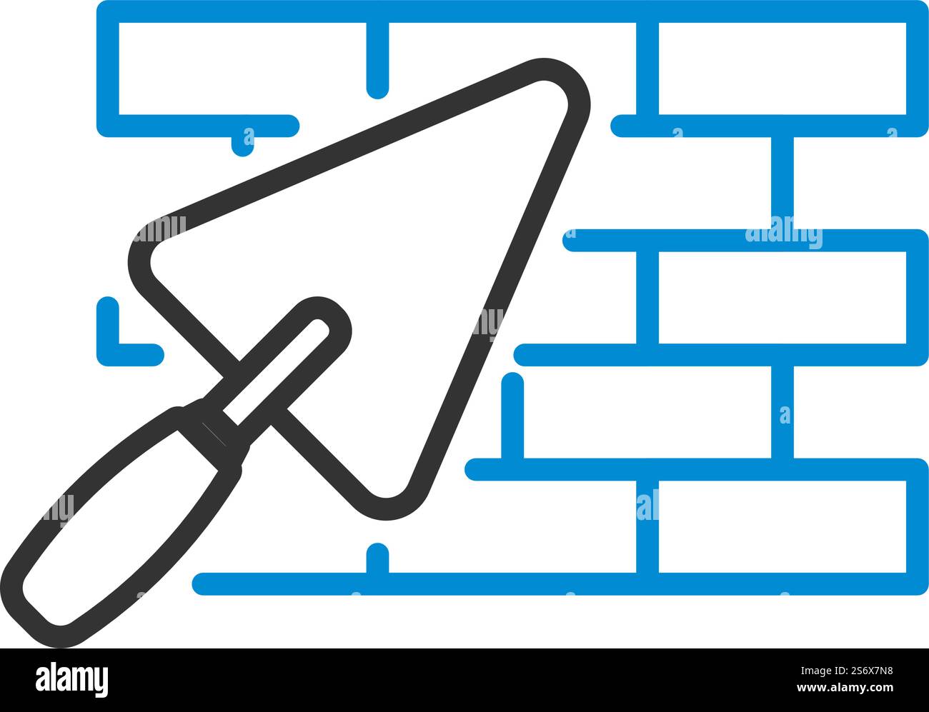 Icon Of Brick Wall With Trowel. Editable Bold Outline With Color Fill ...