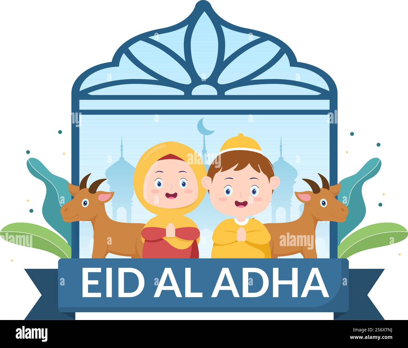 Eid al Adha Background Cartoon Illustration for the Celebration of ...