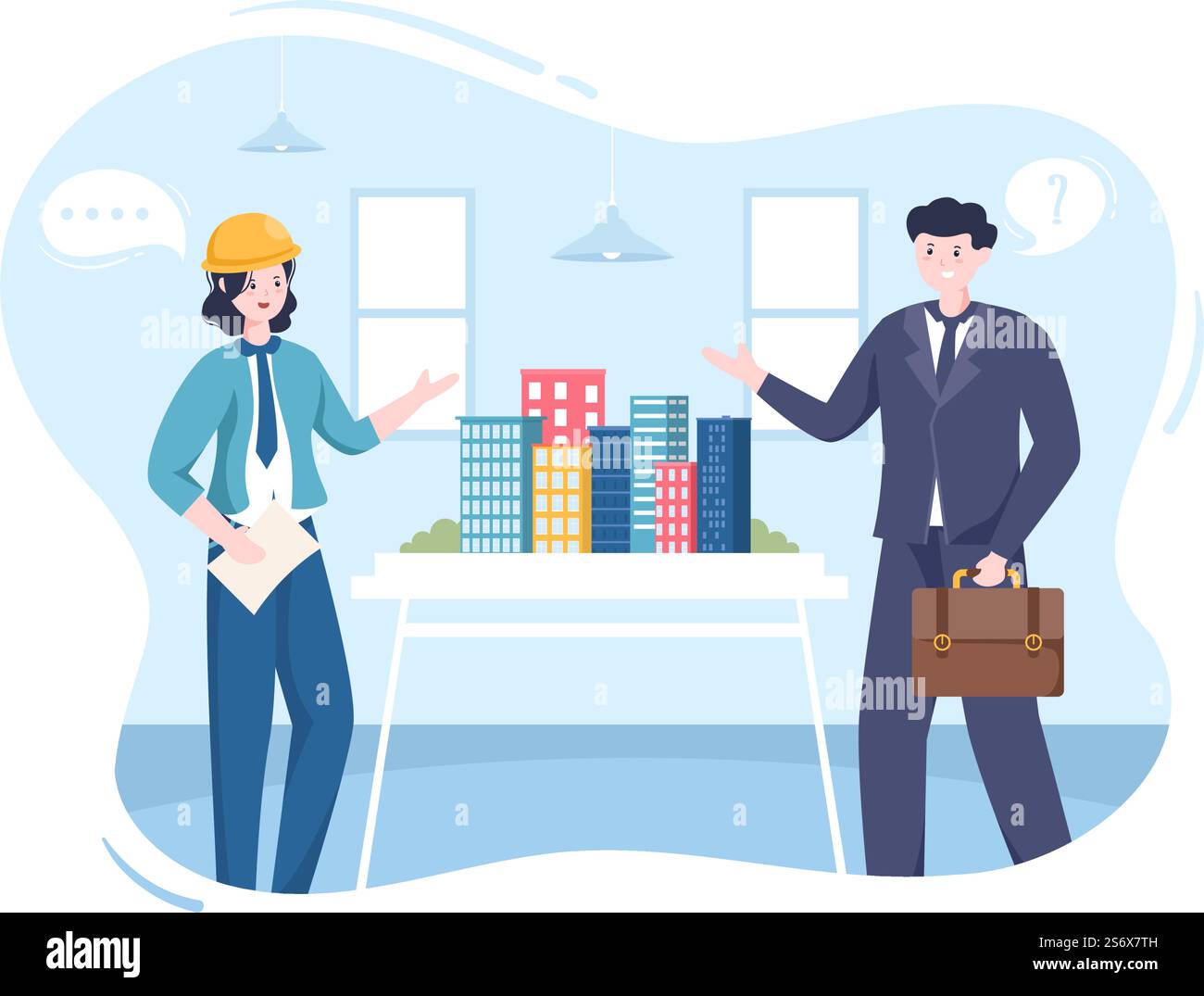 Architect or Engineer Cartoon Illustration using a Multipurpose Board ...