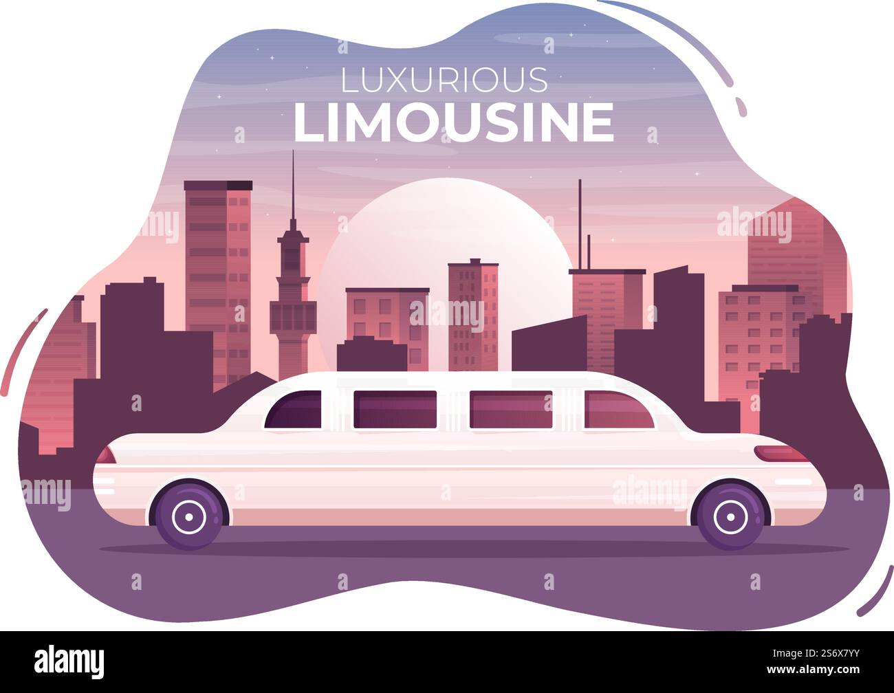 Limousine Car with City Urban View and Luxury Metropolis Concept in ...