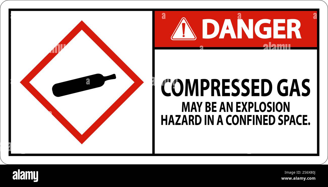 Danger Compressed Gas GHS Sign On White Background Stock Vector Image ...