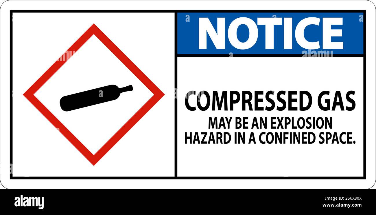 Notice Compressed Gas GHS Sign On White Background Stock Vector Image ...