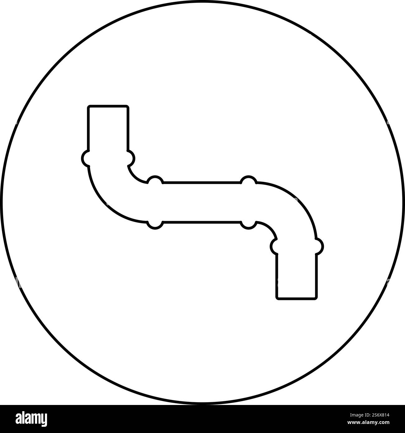 Pipe icon in circle round black color vector illustration image outline ...