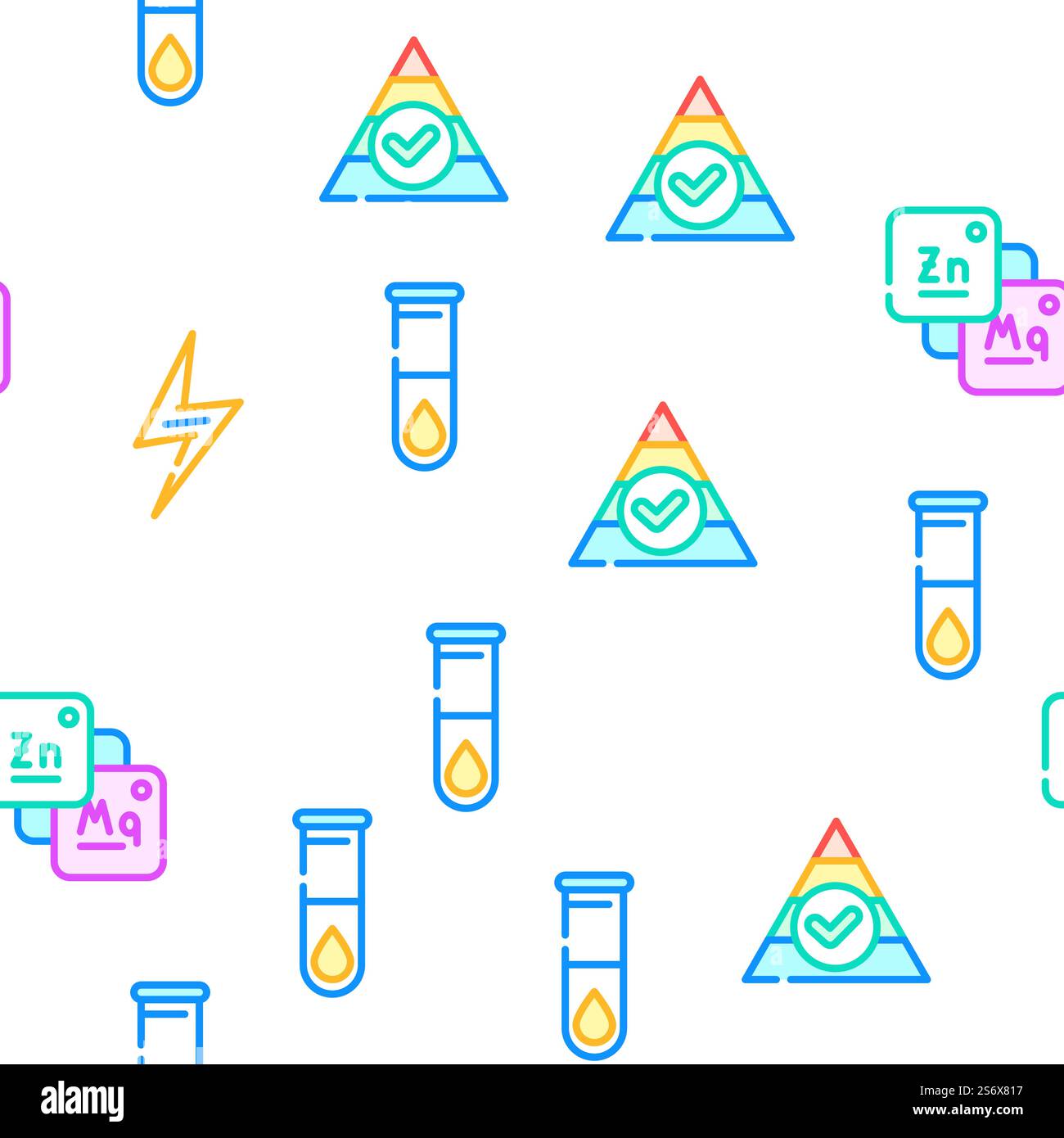 Nutrition Facts Diet Vector Seamless Pattern Color Line Illustration ...