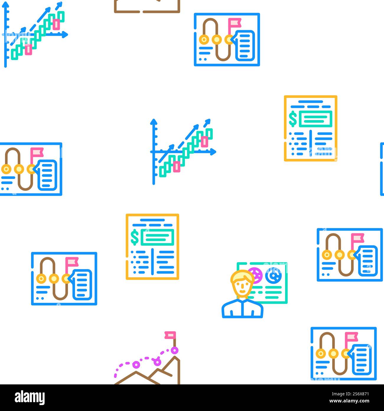 Business Consultant Advicing Vector Seamless Pattern Color Line ...