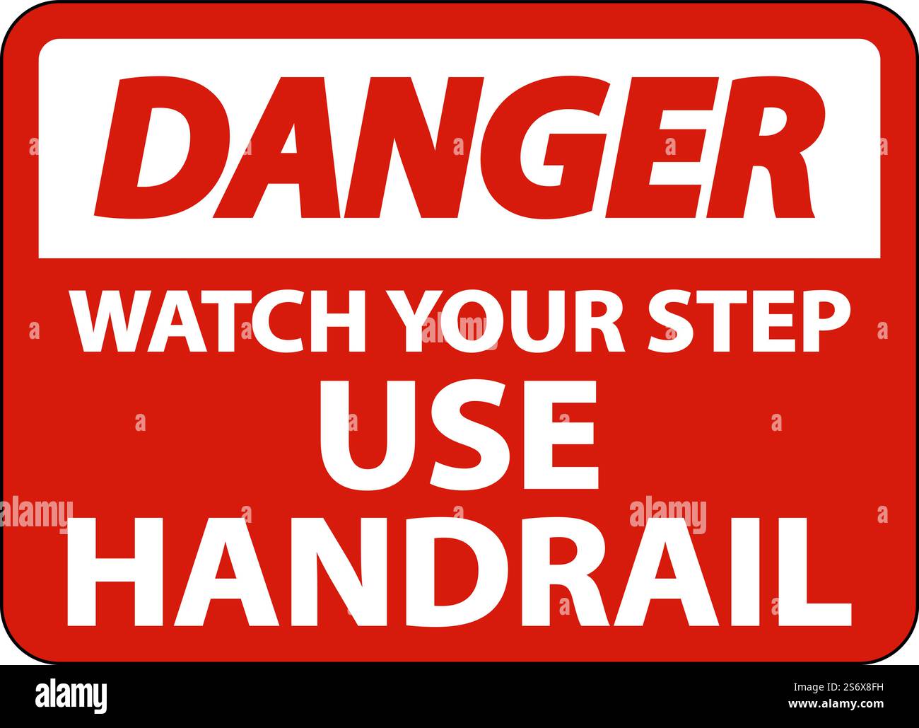 Danger Watch Your Step Use Handrail Sign On White Background Stock ...