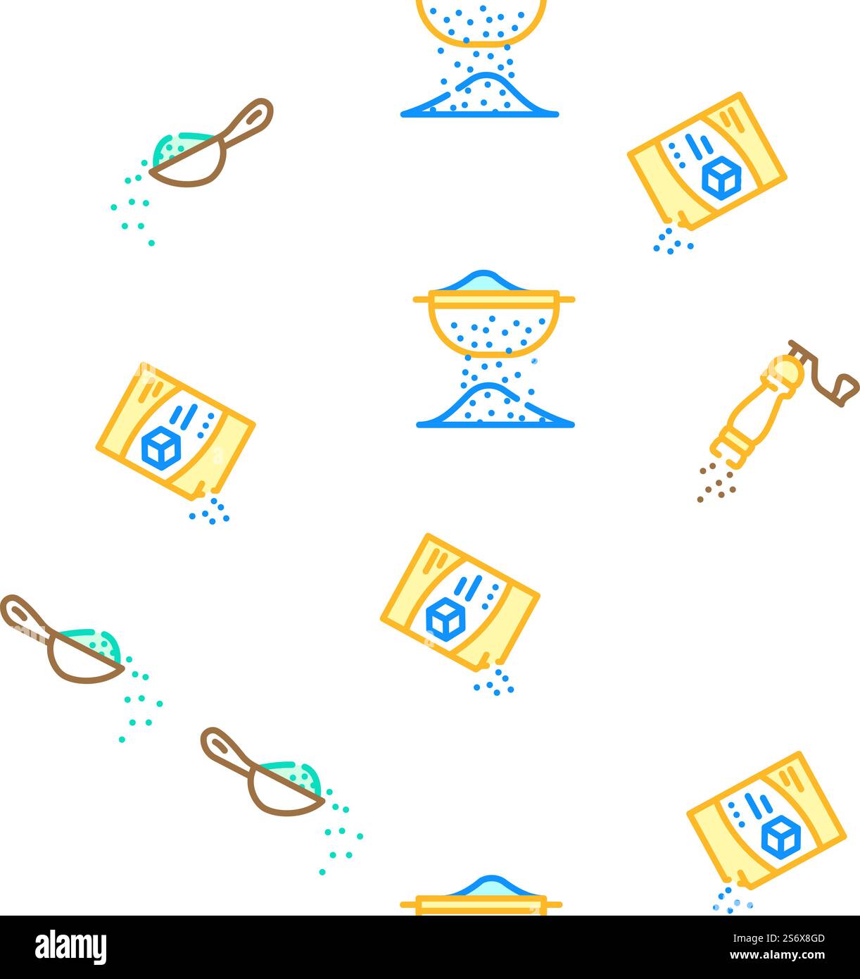 Cook Instruction For Prepare Food Vector Seamless Pattern Color Line ...