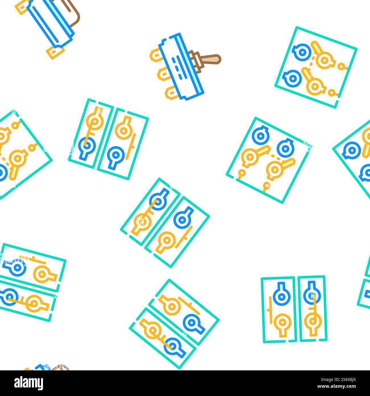 Switch Electricity Accessory Vector Seamless Pattern Color Line