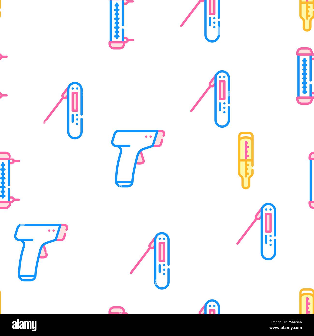 Thermometer Device Vector Seamless Pattern Color Line Illustration ...