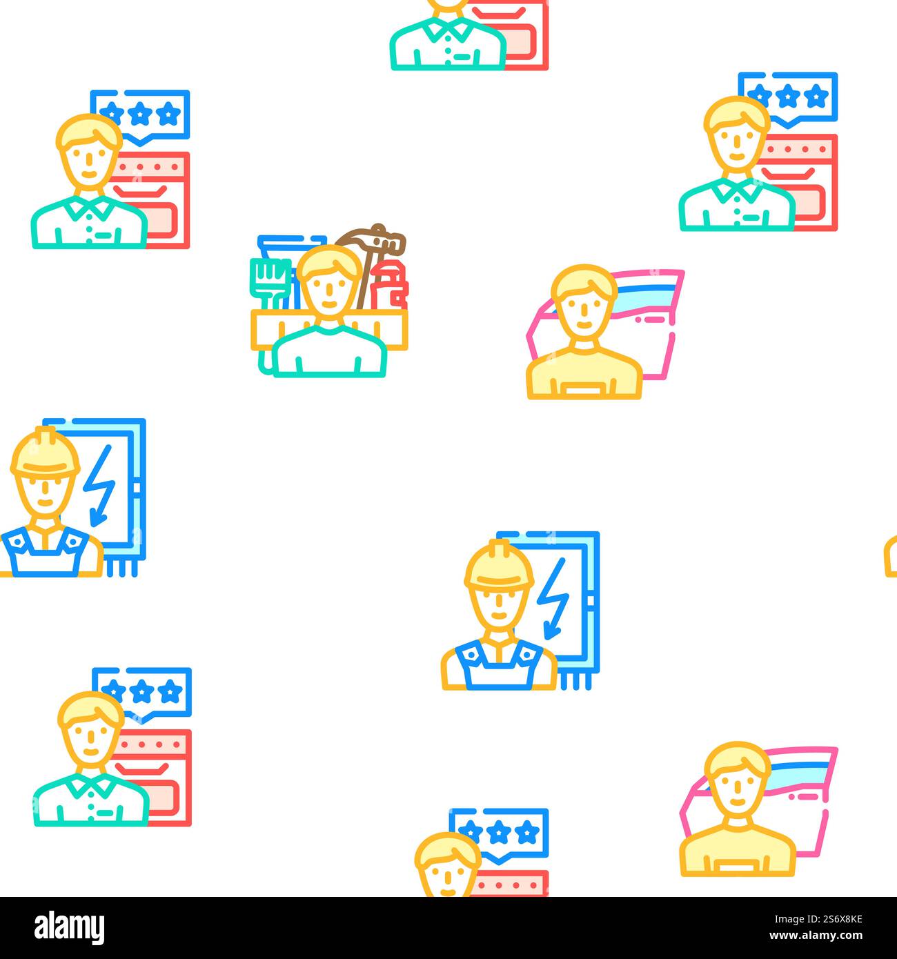 Repair And Maintenance Service Vector Seamless Pattern Color Line ...