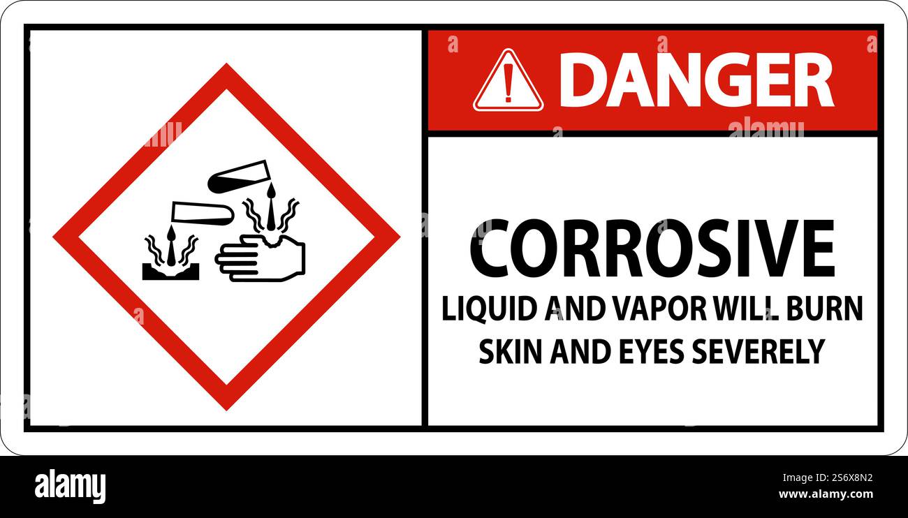 Danger Corrosive Liquid And Vapor Will Burn GHS Sign Stock Vector Image ...