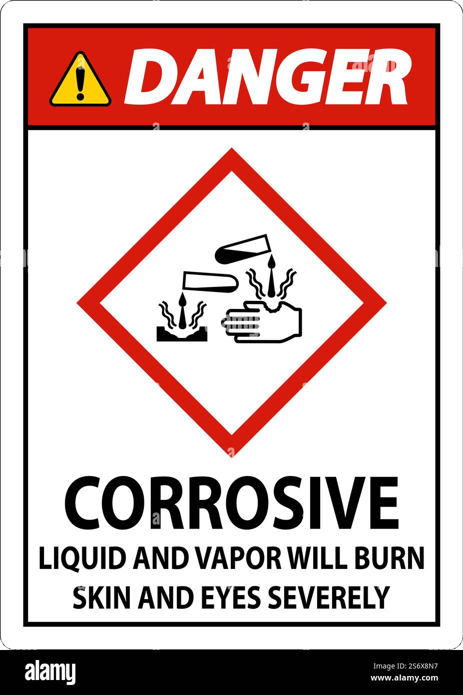 Danger Corrosive Liquid And Vapor Will Burn GHS Sign Stock Vector Image ...