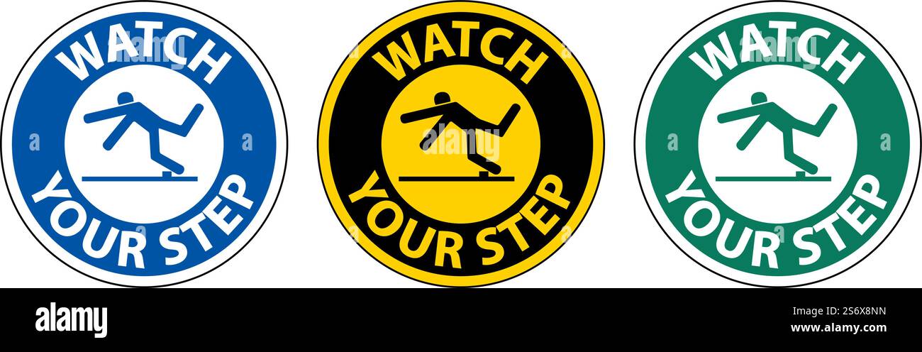 Watch Your Step Floor Sign On White Background Stock Vector Image & Art ...