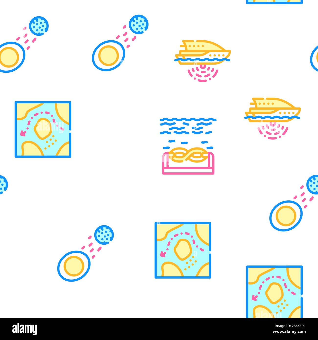 Tidal Power Plant Vector Seamless Pattern Color Line Illustration ...