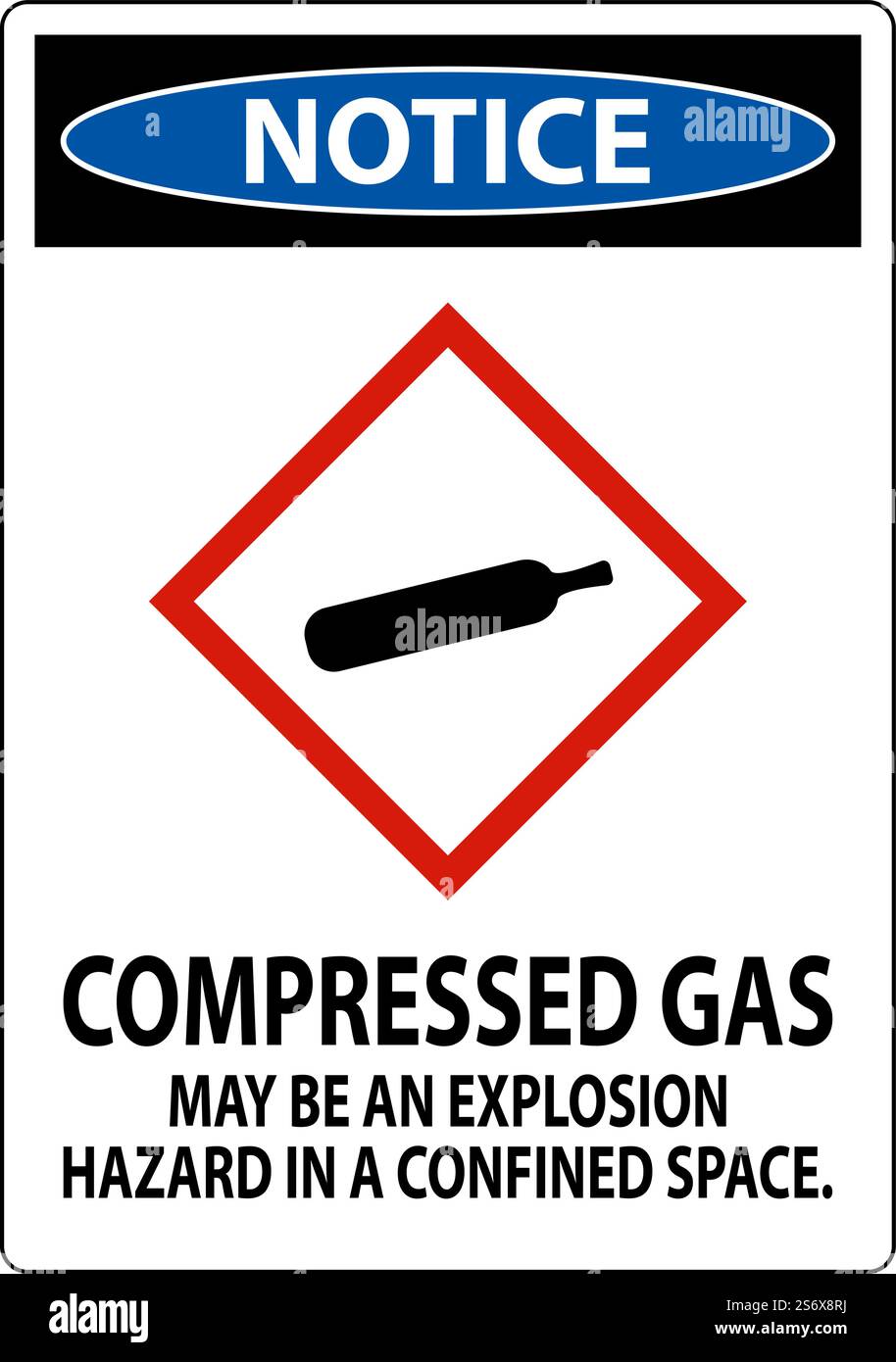Notice Compressed Gas GHS Sign On White Background Stock Vector Image ...