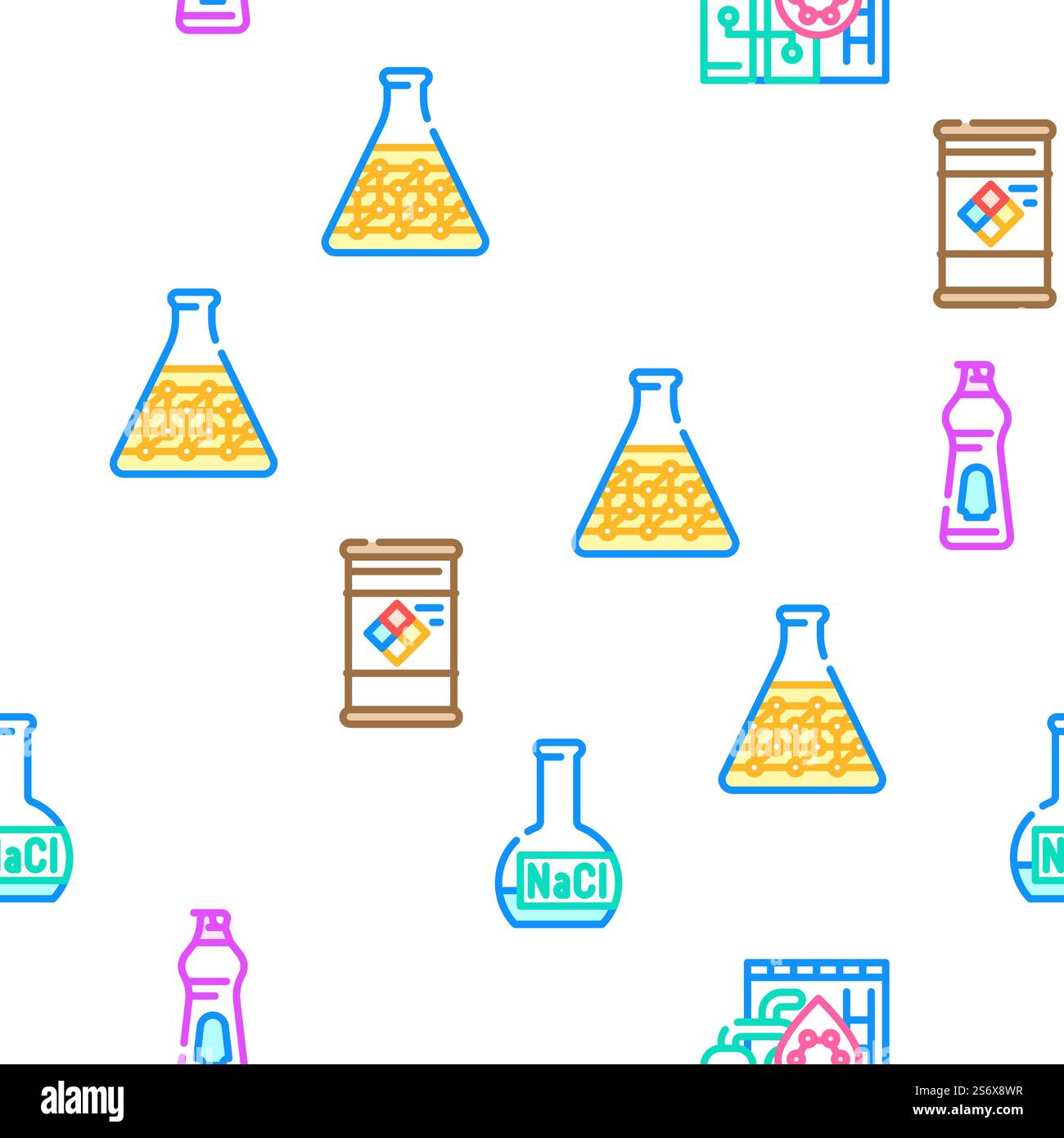 Chemical Industry Production Vector Seamless Pattern Color Line ...