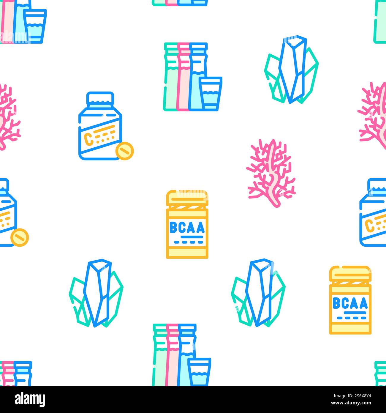 Food Additives Formula Vector Seamless Pattern Color Line Illustration ...