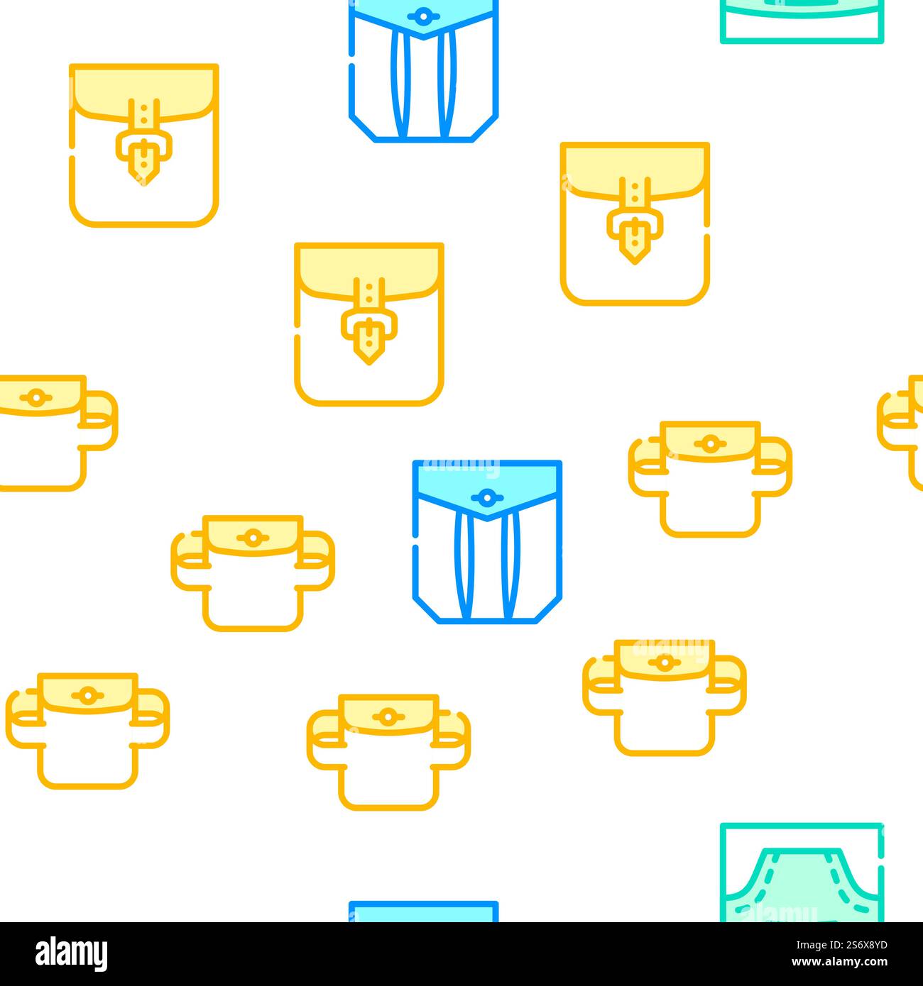 Patch Pocket Clothes Vector Seamless Pattern Color Line Illustration ...