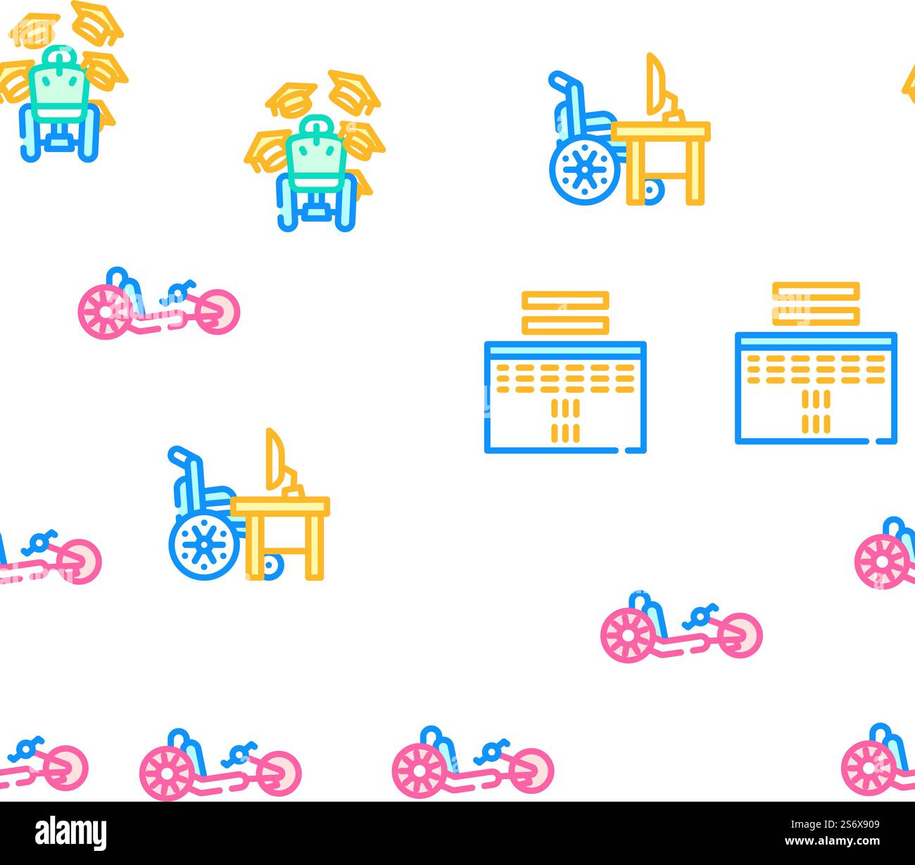 Inclusive Life Tool Vector Seamless Pattern Color Line Illustration ...