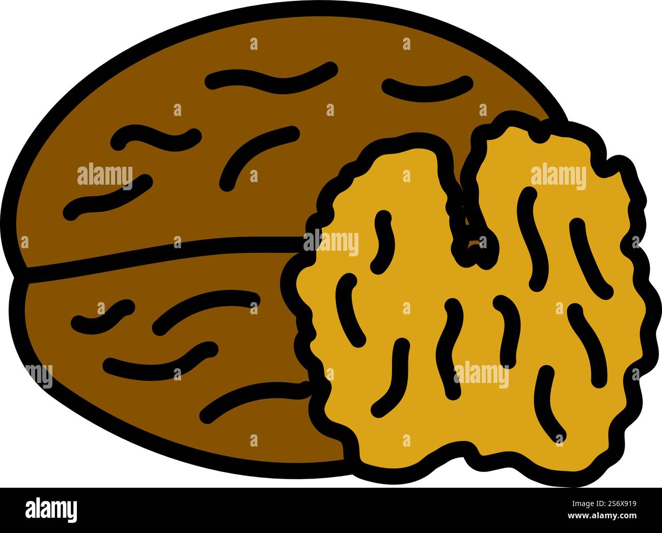 Walnut Icon. Editable Bold Outline With Color Fill Design. Vector ...