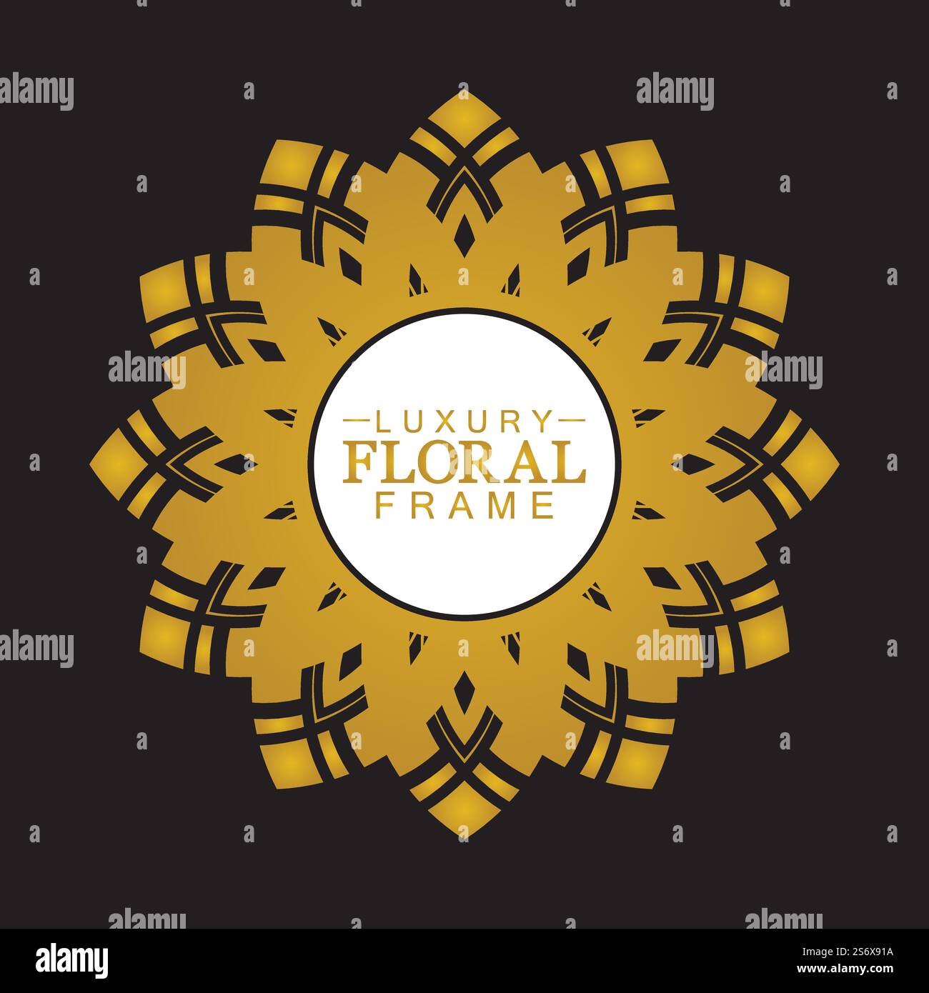 Gold ornamental round, Decorative art frame, Abstract vector floral ...