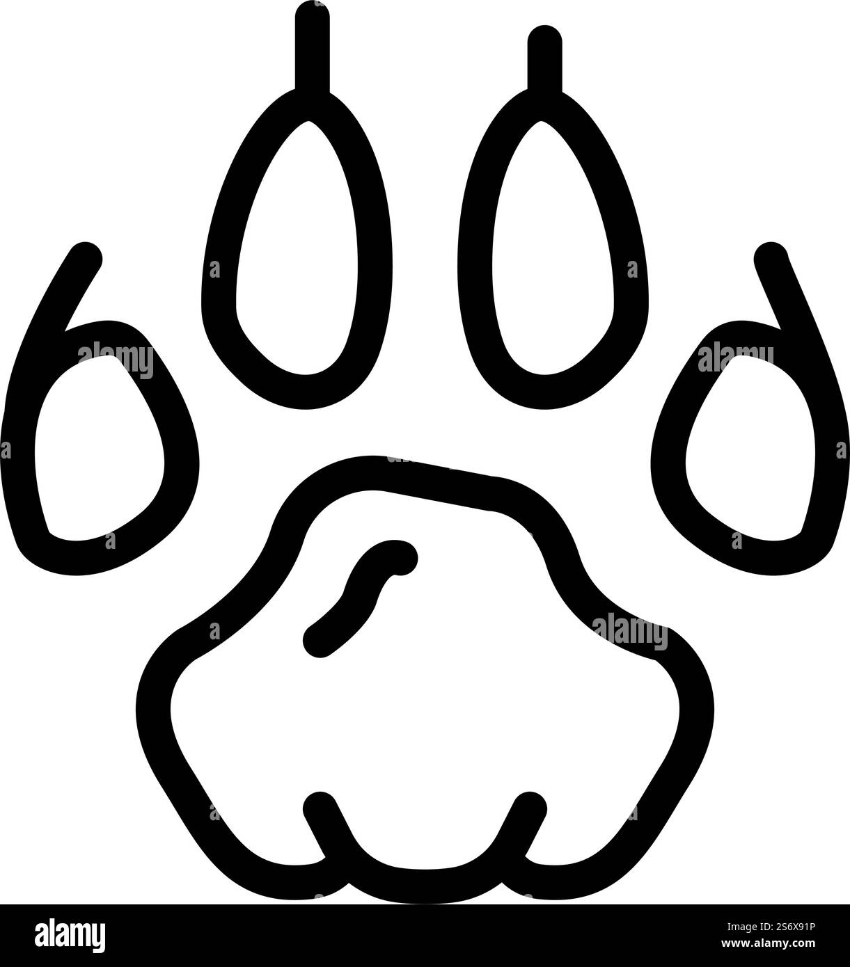 tiger hoof print line icon vector. tiger hoof print sign. isolated ...
