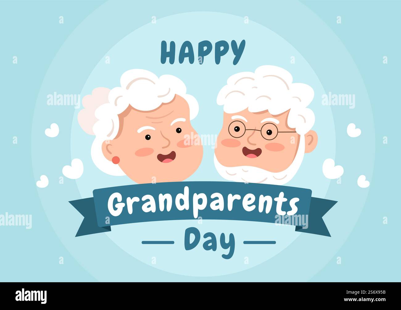 Happy Grandparents Day Cute Cartoon Illustration with Older Couple ...