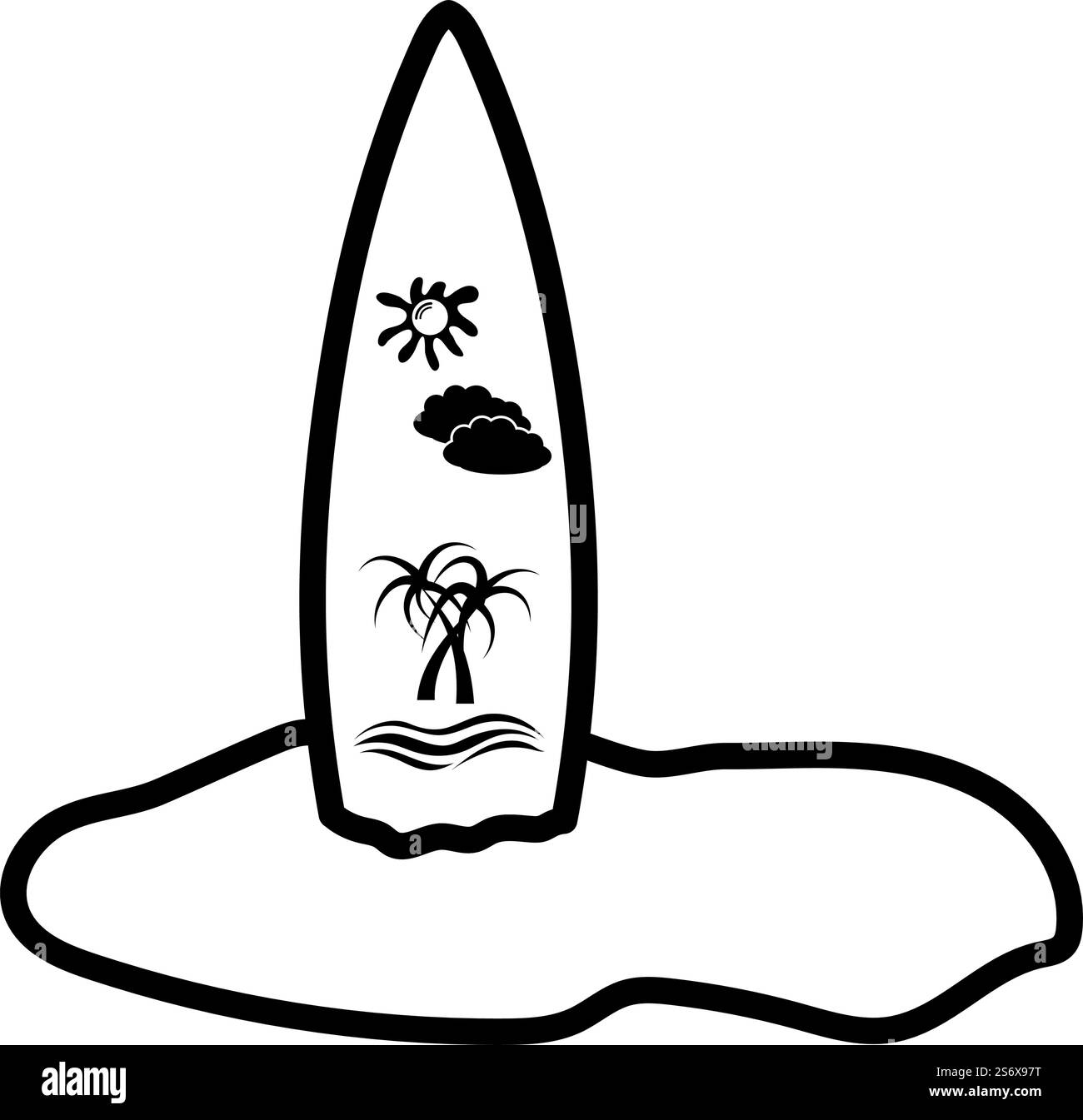 Icon Of Surfboard. Bold outline design with editable stroke width ...