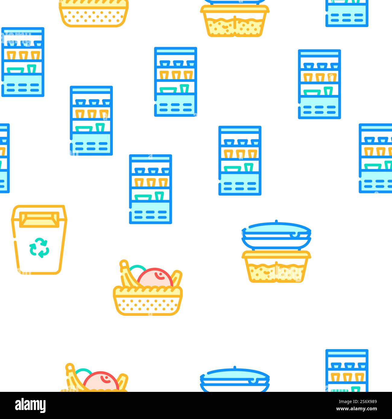 School Canteen Menu Vector Seamless Pattern Color Line Illustration ...