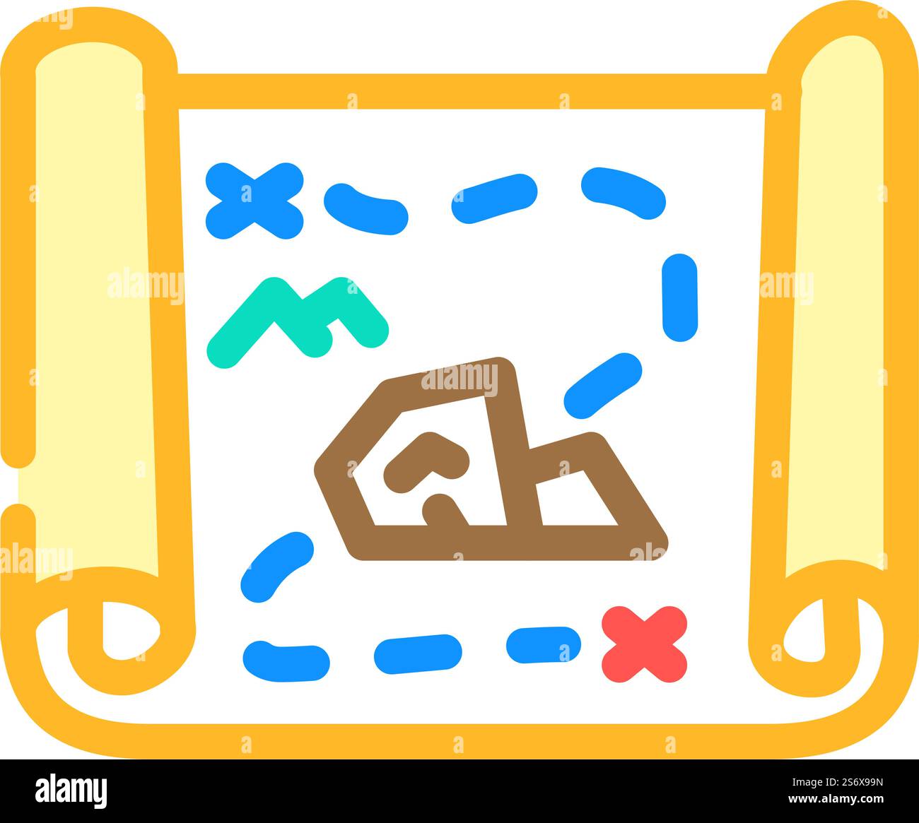 map with treasure color icon vector. map with treasure sign. isolated ...