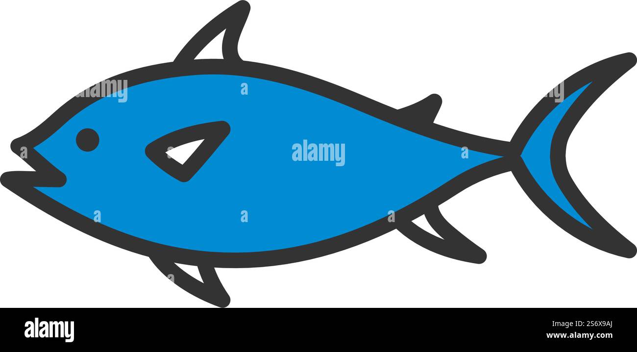 Fish Icon. Editable Bold Outline With Color Fill Design. Vector ...