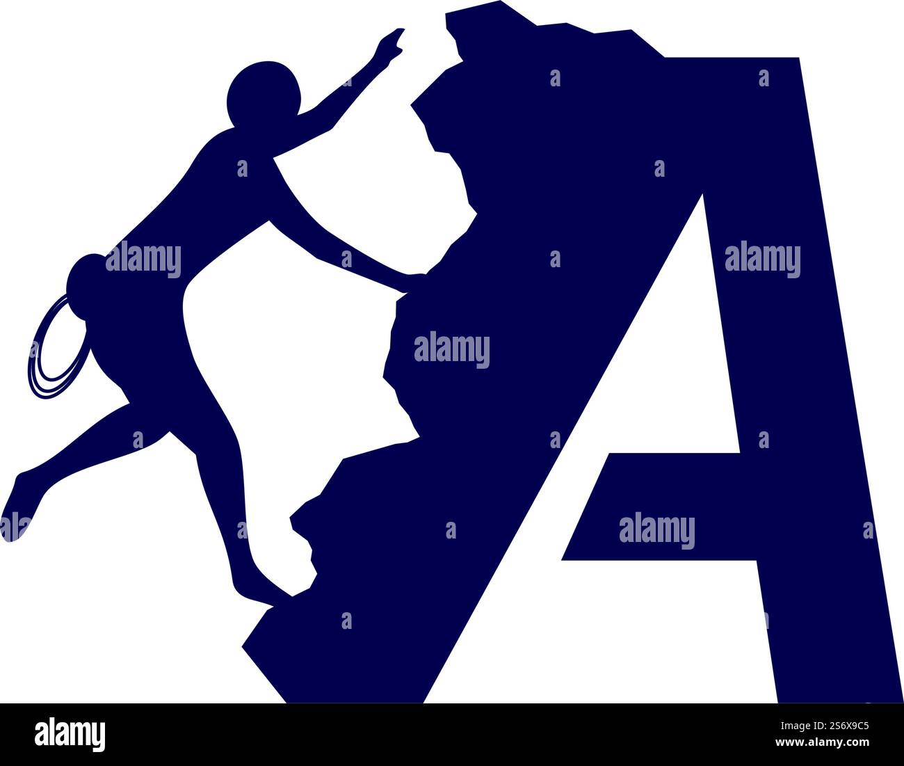 Rock climber logo with alphabet vector flat design Stock Vector Image ...
