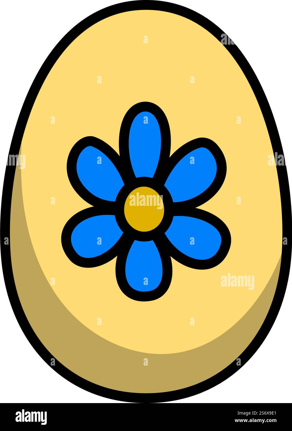 Easter Egg With Ornate Icon. Editable Bold Outline With Color Fill ...
