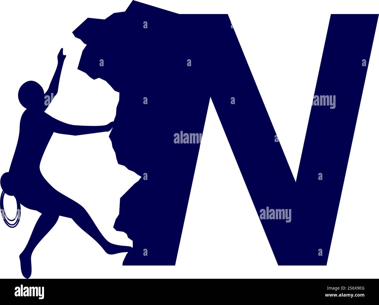 Rock climber logo with alphabet vector flat design Stock Vector Image ...