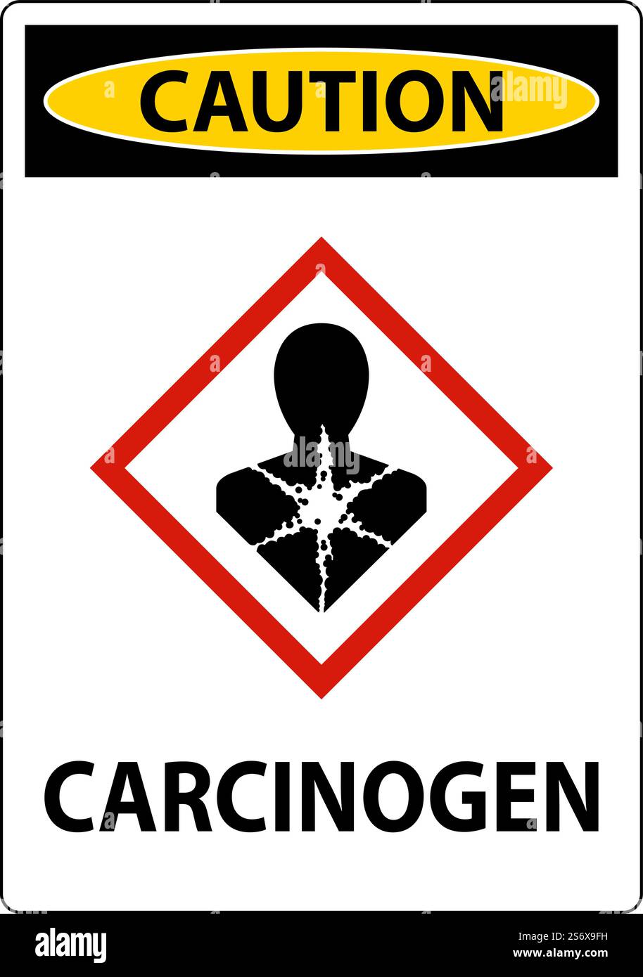Caution Carcinogen GHS Sign On White Background Stock Vector Image ...