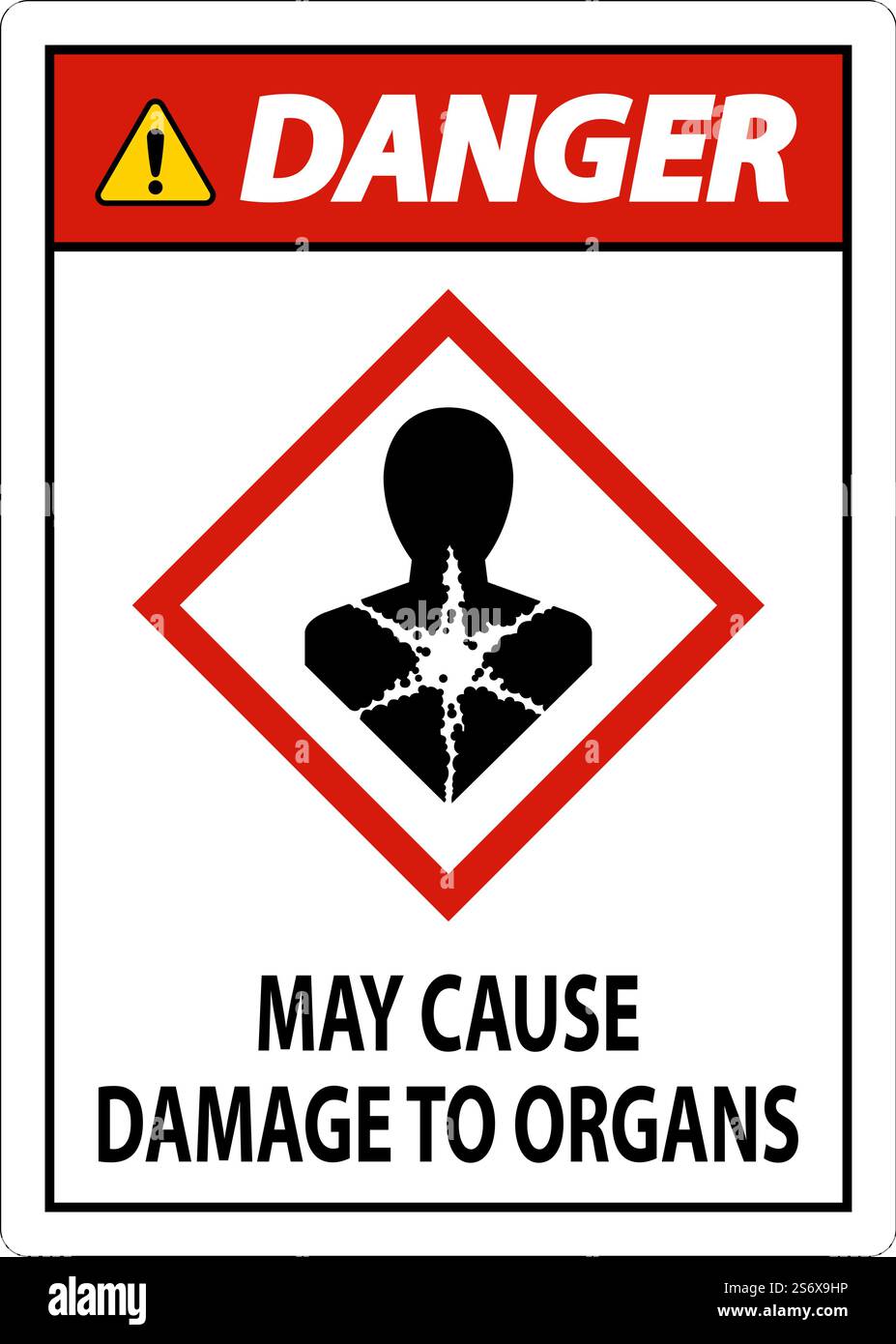 Danger May Cause Damage To Organs GHS Sign On White Background Stock ...