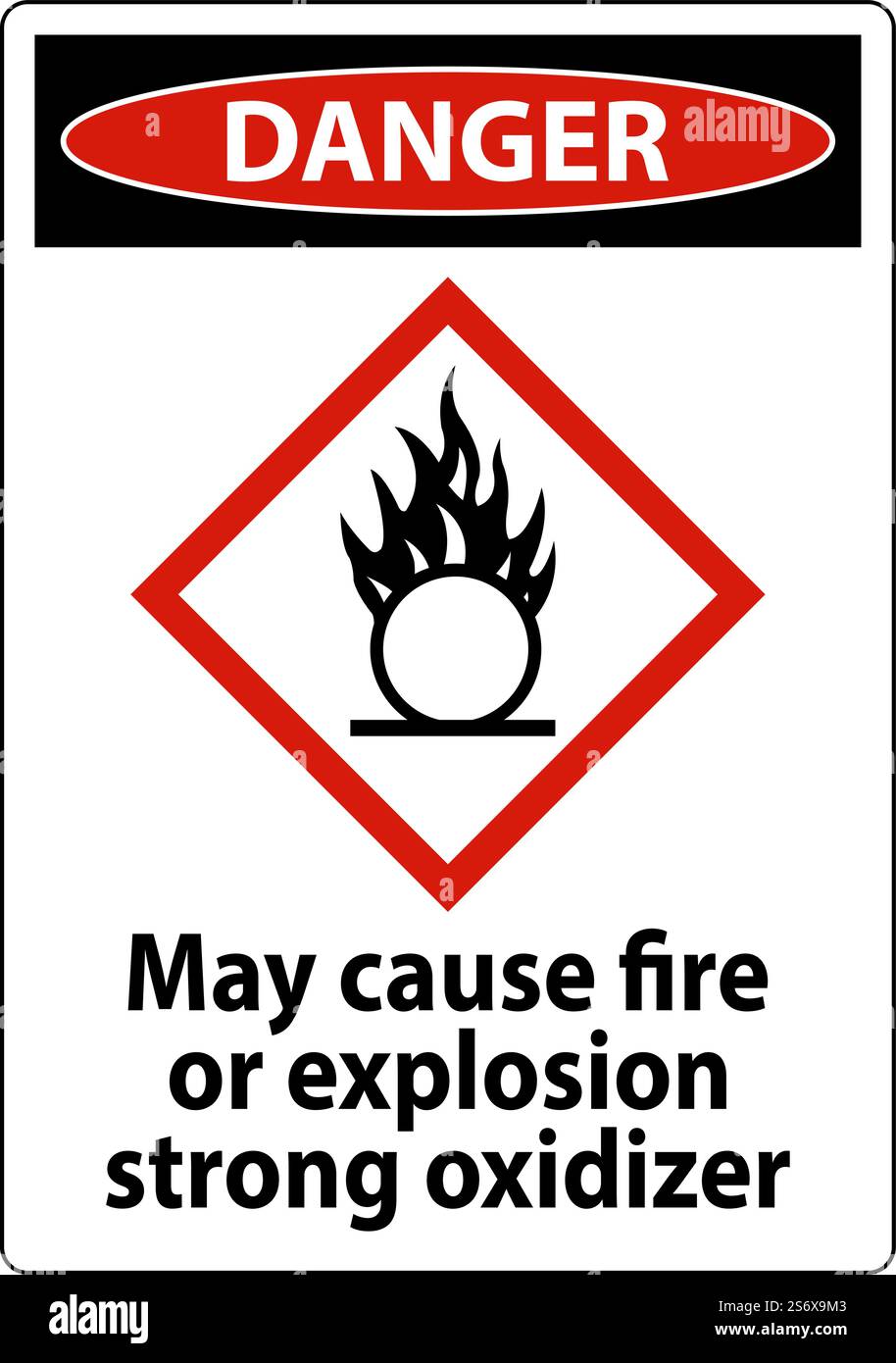 Danger May Cause Fire Or Explosion Sign On White Background Stock ...