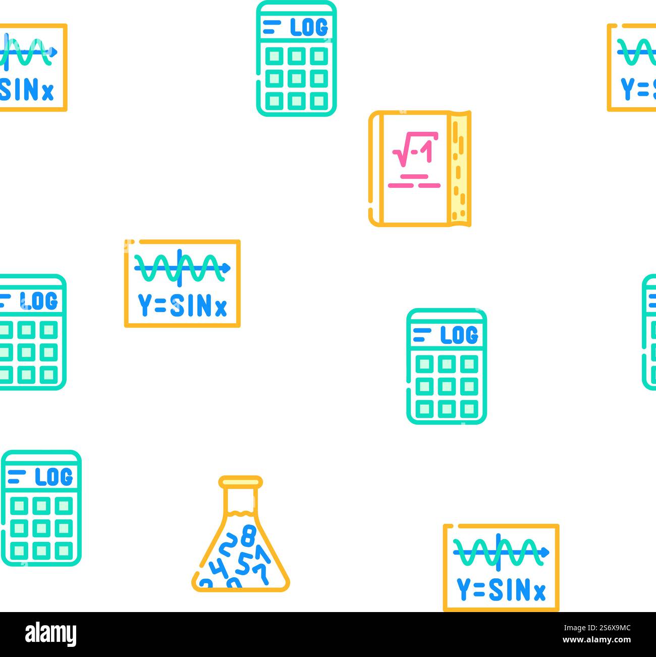 Stem Engineer Process And Science Vector Seamless Pattern Color Line ...