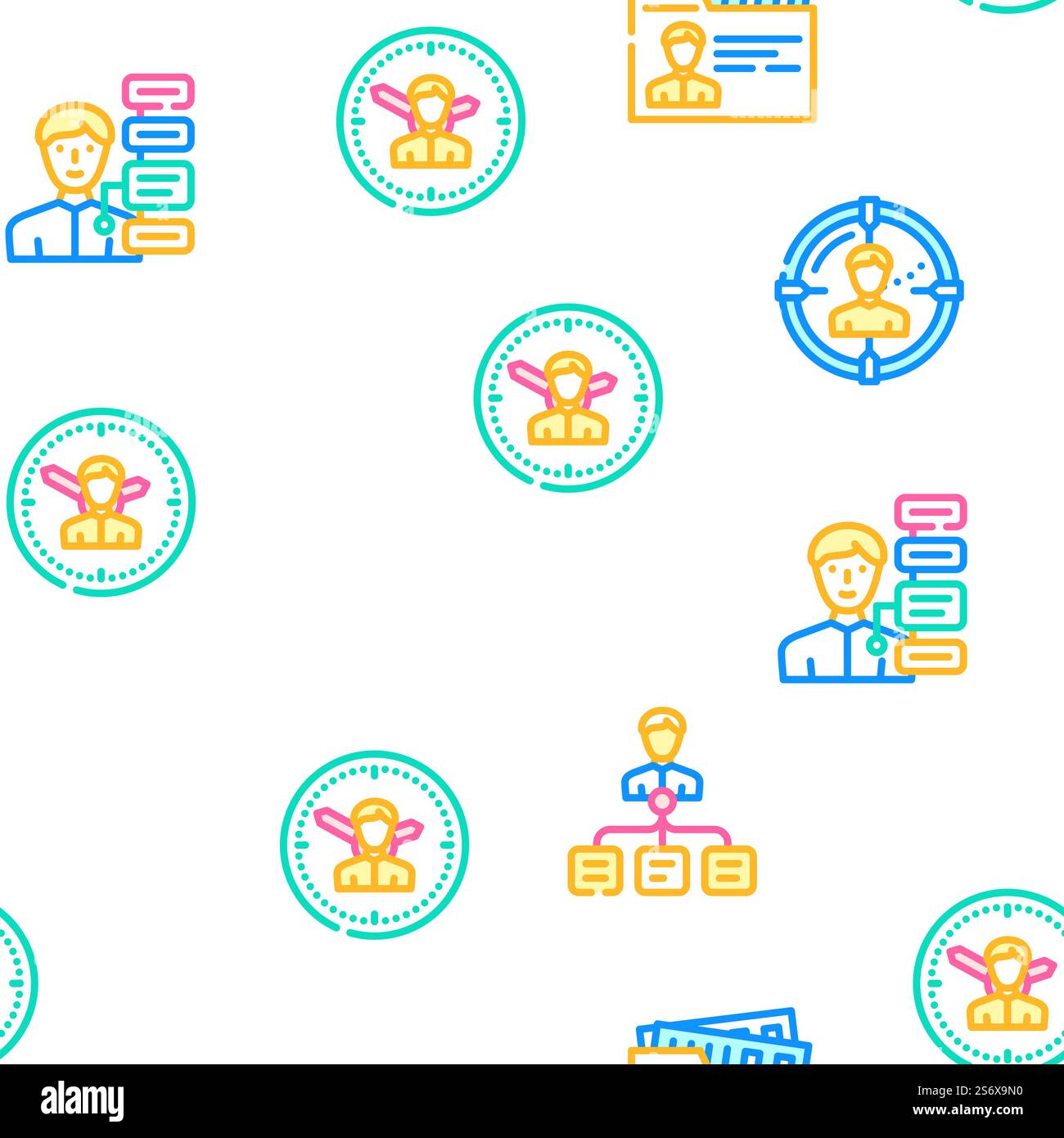 Human Resources Hr Department Vector Seamless Pattern Color Line ...