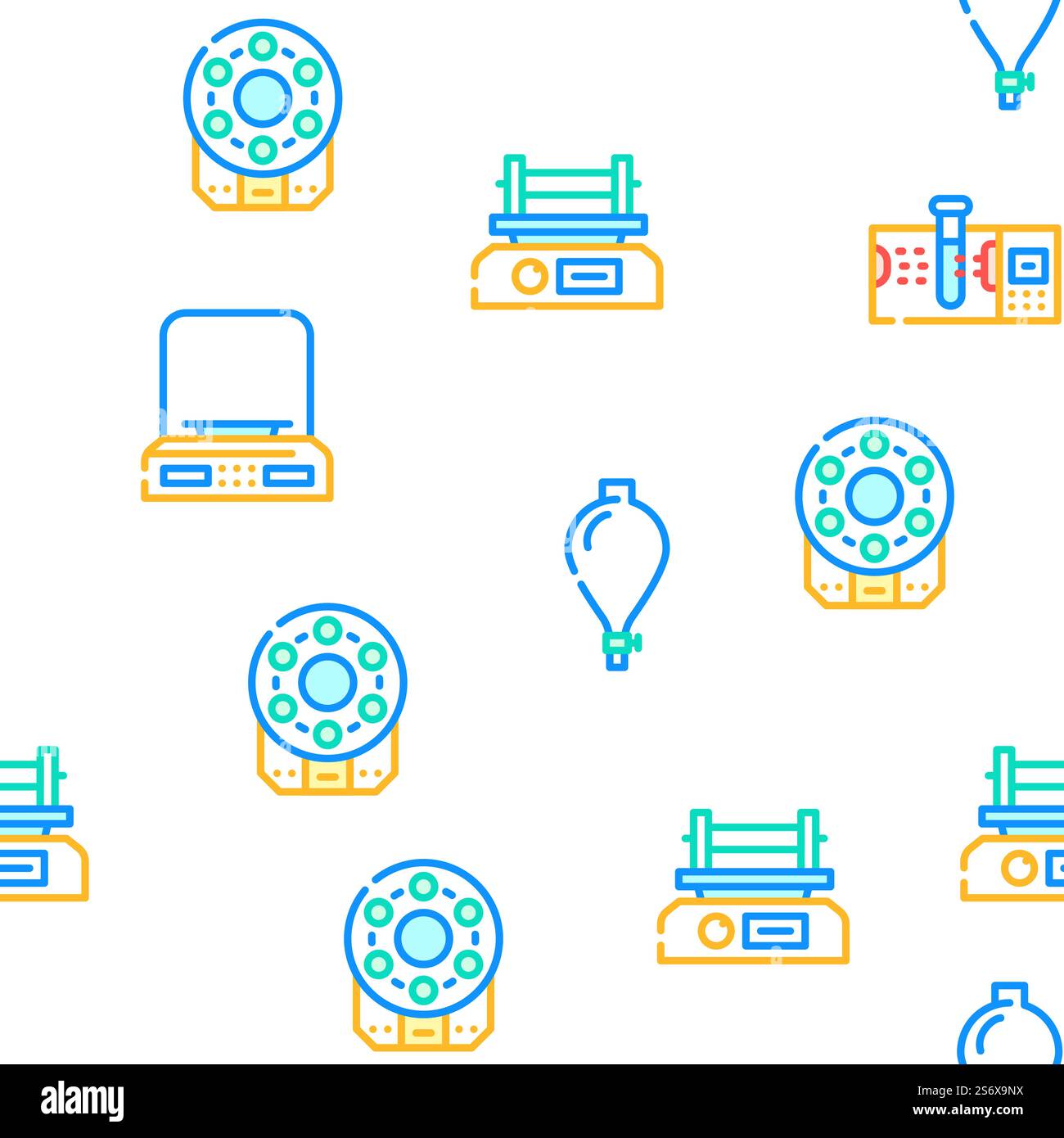 Laboratory Equipment For Analysis Vector Seamless Pattern Color Line ...